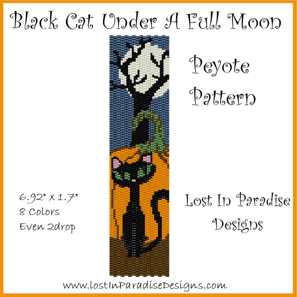 Black Cat Under A Full Moon Peyote Pattern – Lost In Paradise Designs