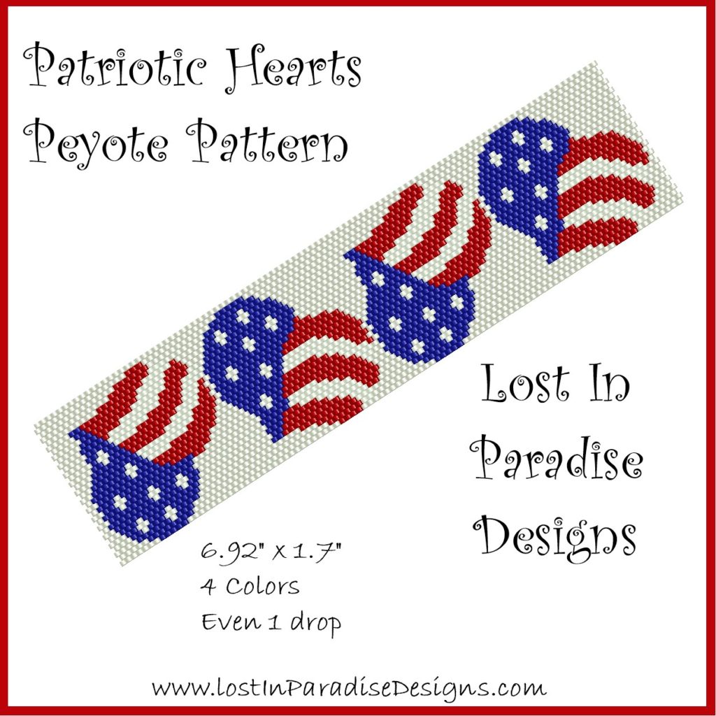 Patriotic Hearts Peyote Pattern – Lost In Paradise Designs