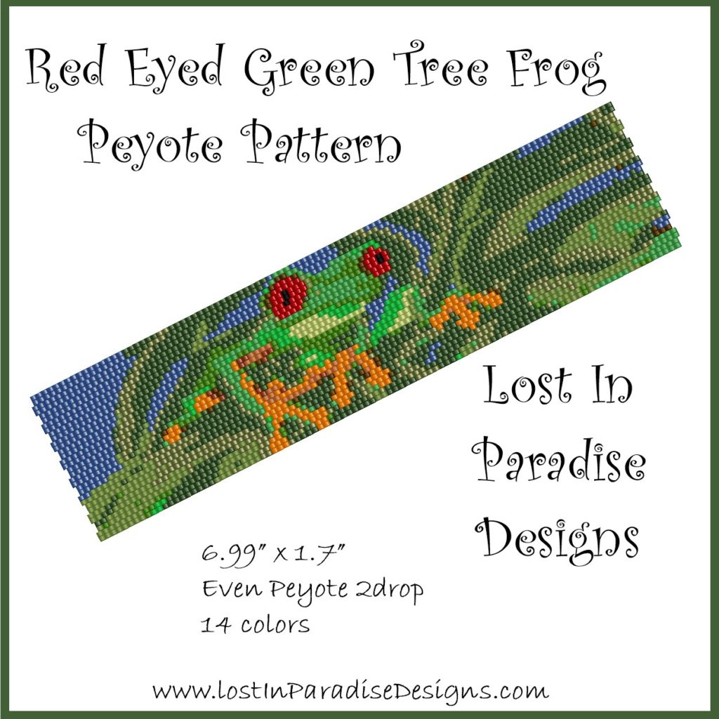 Red Eyed Green Tree Frog Peyote Pattern – Lost In Paradise Designs