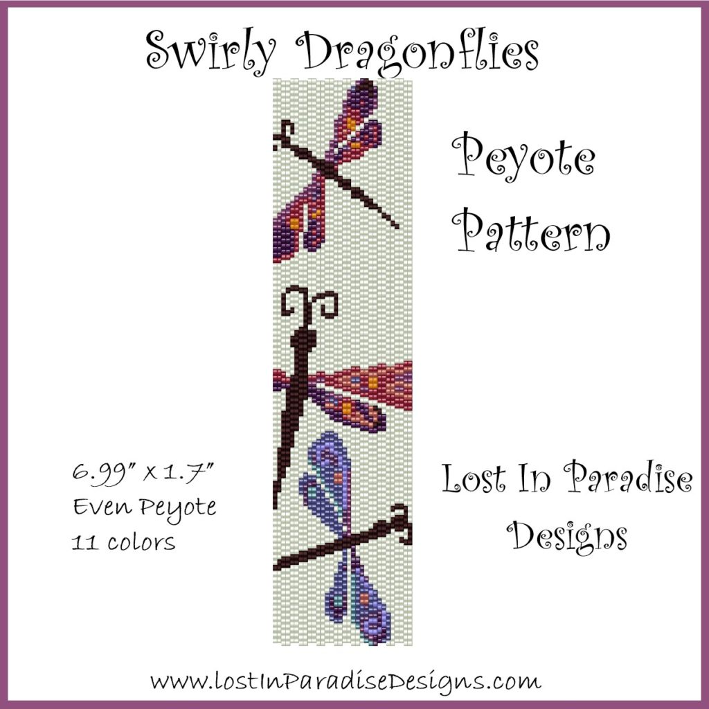 Swirly Dragonflies Peyote Bracelet Pattern – Lost In Paradise Designs